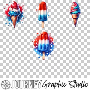 Patriotic Desserts Clipart Bundle, Popsicles Ice Cream Cupcakes Clipart ...