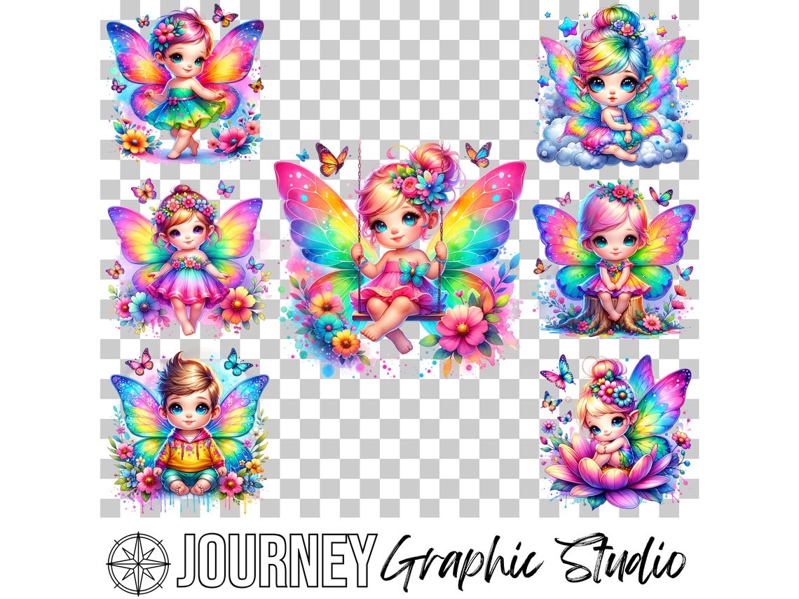 Baby Fairy Clipart Bundle, Watercolor Fairies Clipart Bundle, Rainbow ...