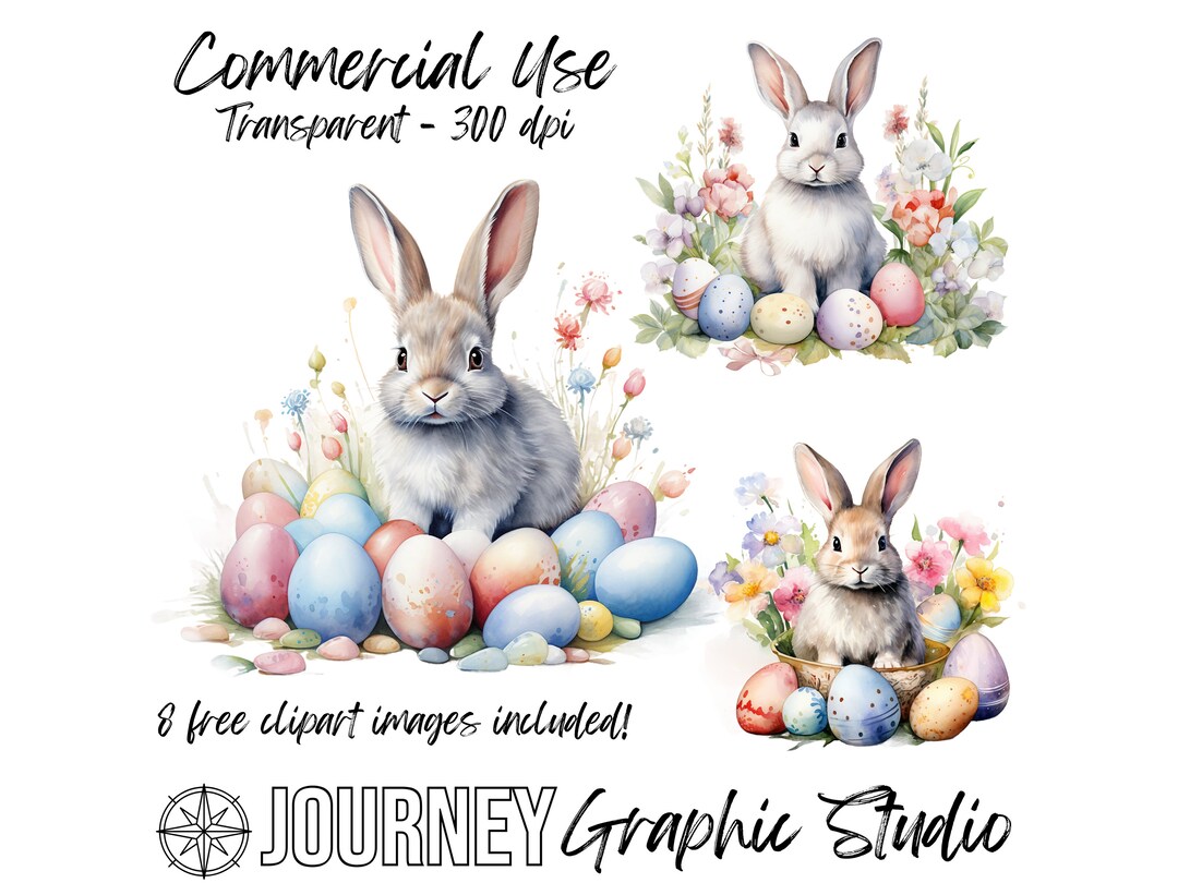 Easter Clipart Bundle, Watercolor Clipart Bundle, Easter Bunny Clipart ...