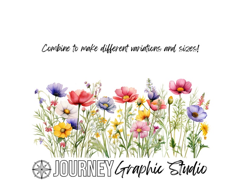 Bold Wildflowers Clipart Bundle Watercolor Clipart Bundle, Floral ...