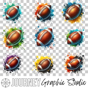 Football Clipart Bundle, Watercolor Splash Football Clipart , Sports ...