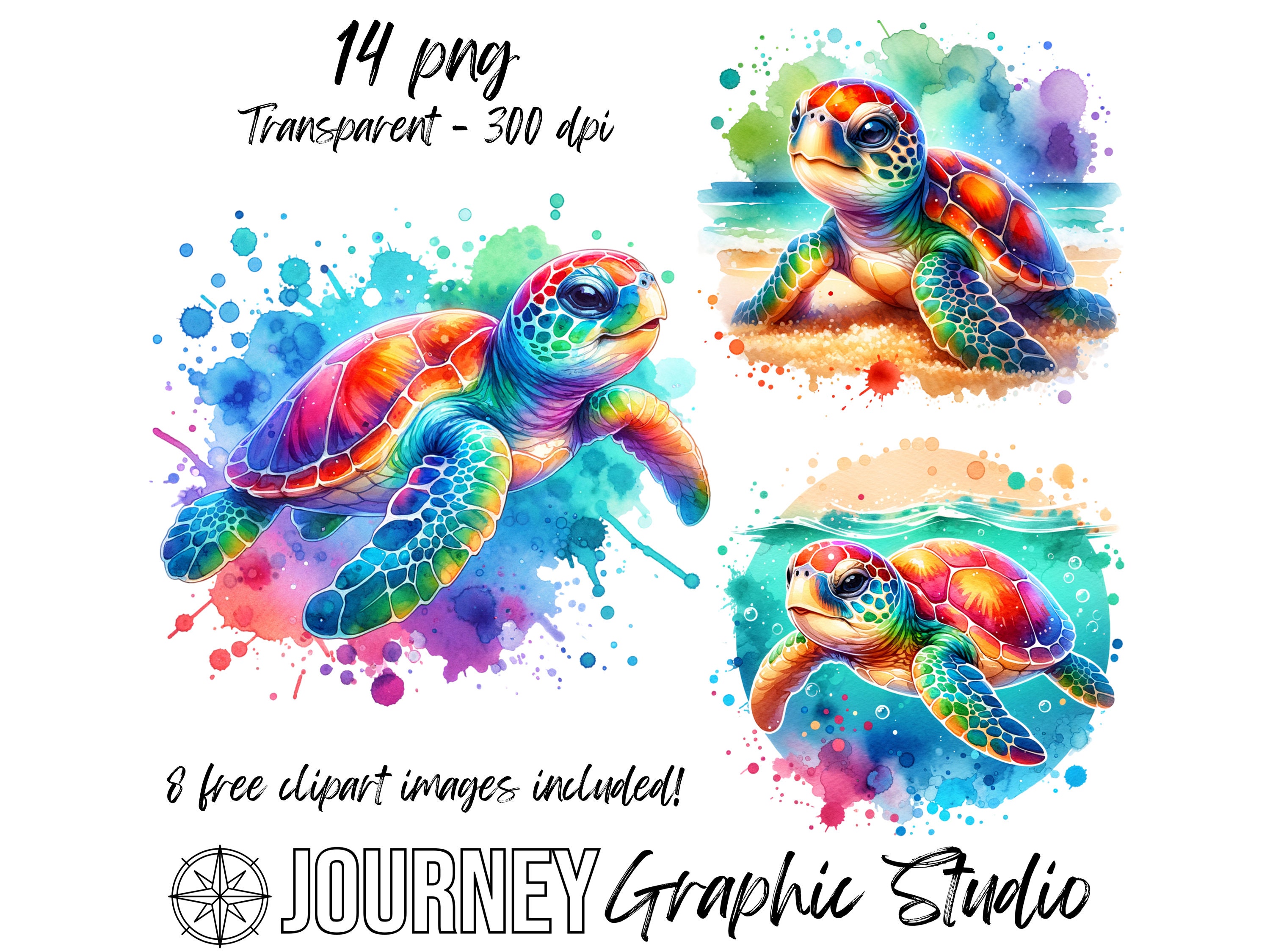 Baby Sea Turtle Clipart, Watercolor Sea Turtle Clipart, Baby Sea Turtle ...
