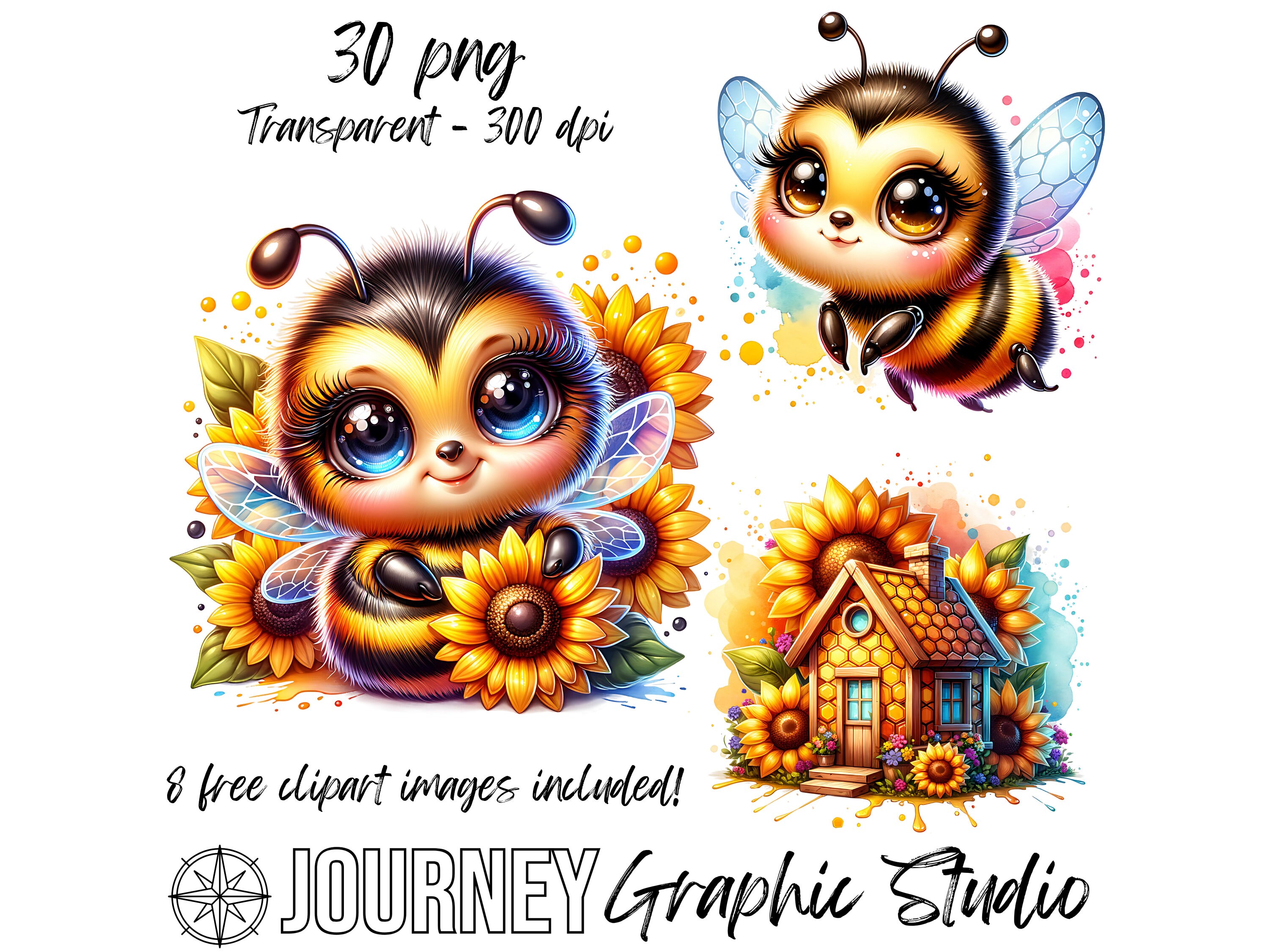 Bee Clipart Bundle, Cute Bee Clipart Bundle, Honeybee Clipart Bundle ...