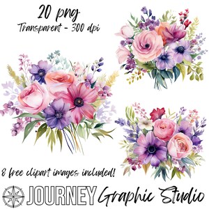 Floral Clipart Bundle, Watercolor Clipart Bundle, Mother's Day Flowers ...