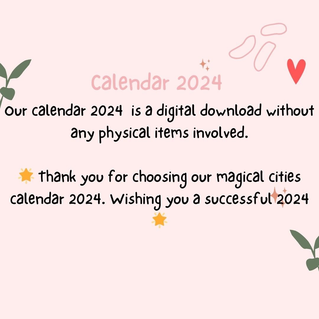 Digital Travel Wall Illustrated Calendar 2024 Magic Cities A5 Printable ...