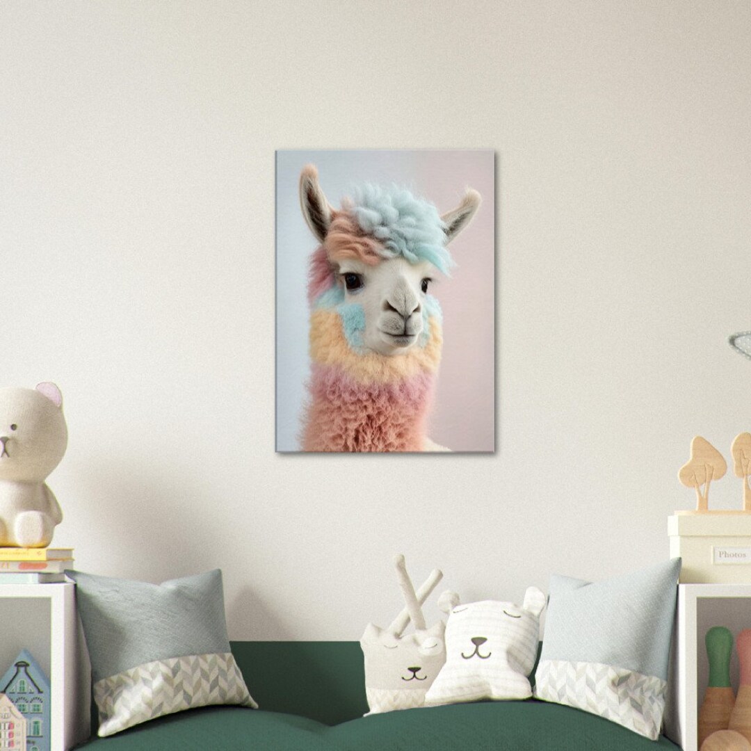 Canvas of Llama in Pastel Colors - Etsy