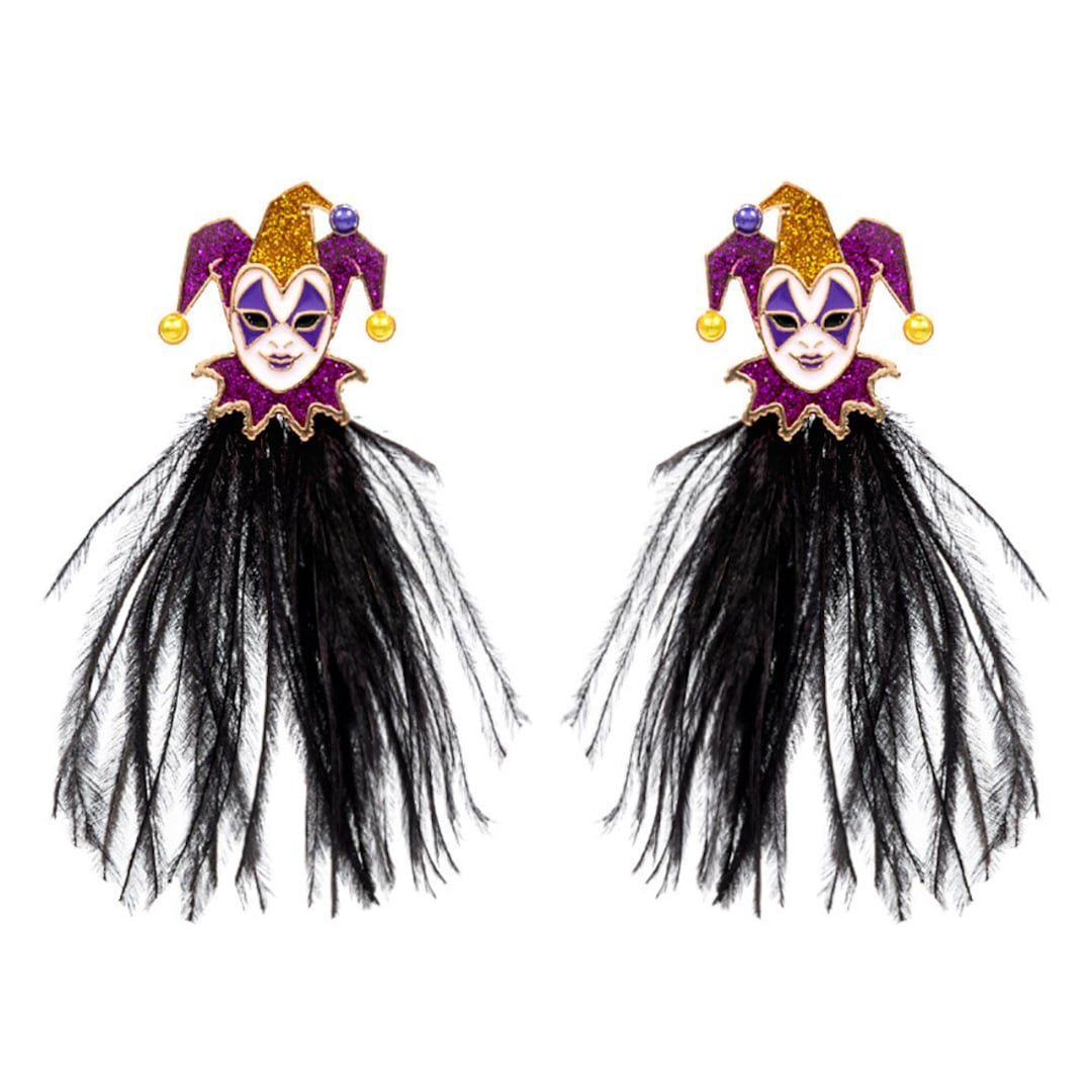 Festive MARDI GRAS Jester EARRINGS for Women, Party Jewelry, Fat ...