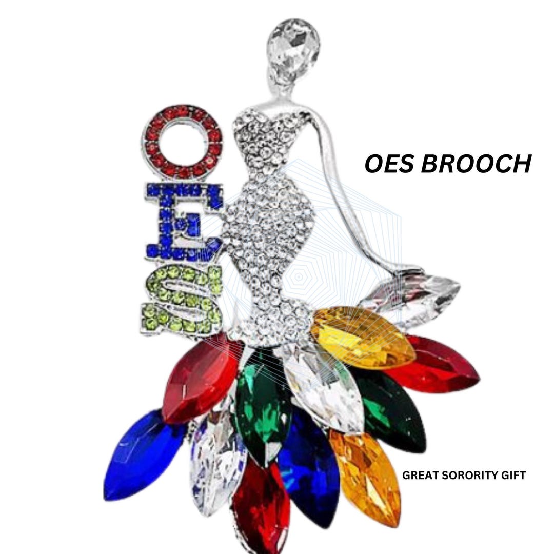 Order of the Eastern Star Gift for Women Rhinestone OES Brooch Pin OES Gift Greek Sorority Gift ...