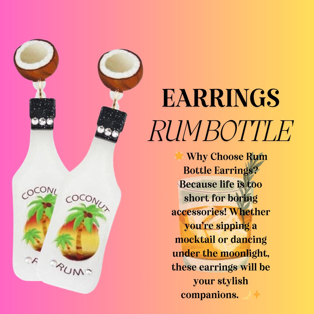 Dangling Coconut Rum Resin Earrings, Handmade Earrings, Vacation ...