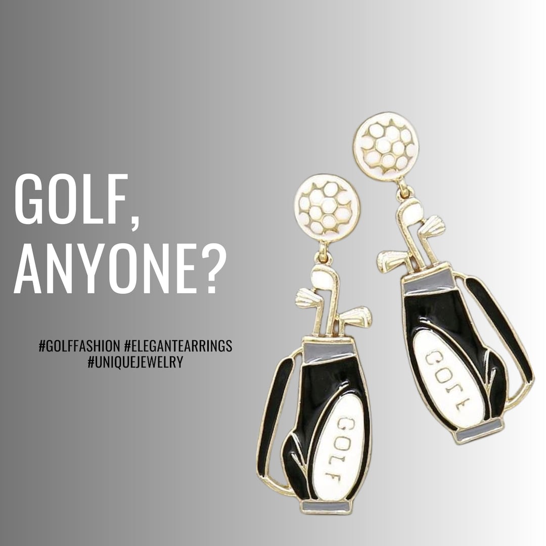 Golf Bag Earrings – Enamel Drop Dangle Earrings With Golf Club Charm ...