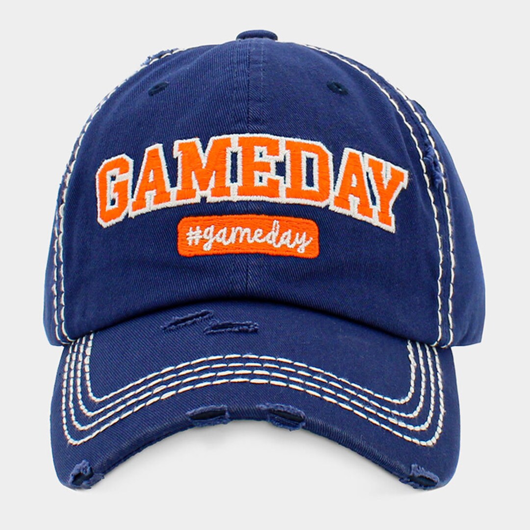 GAME DAY Embroidered Blue Baseball Cap, Sports Lover Cap, Football Hat ...