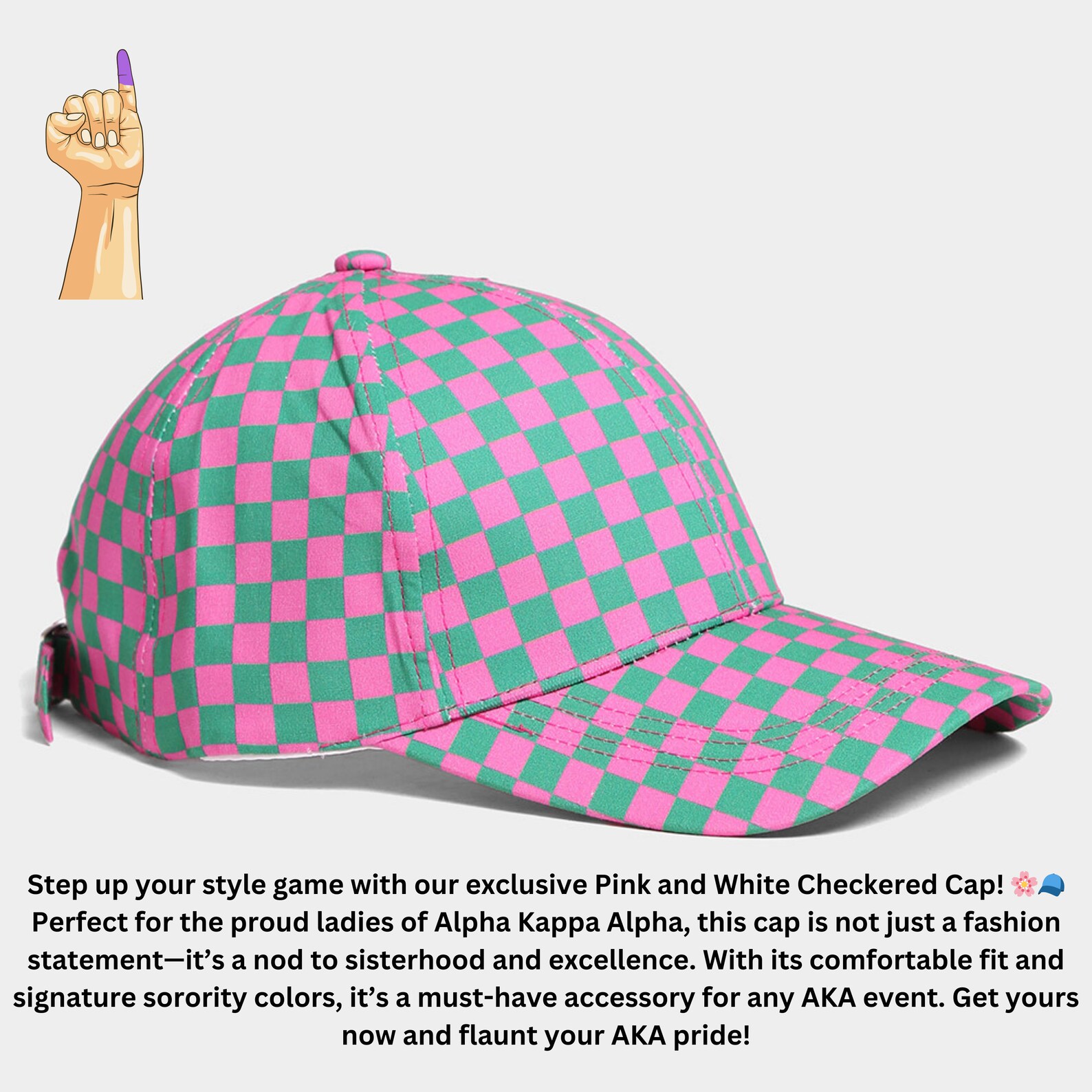 Pink and Green Checkered AKA Ball Cap for AKA Member, - Etsy