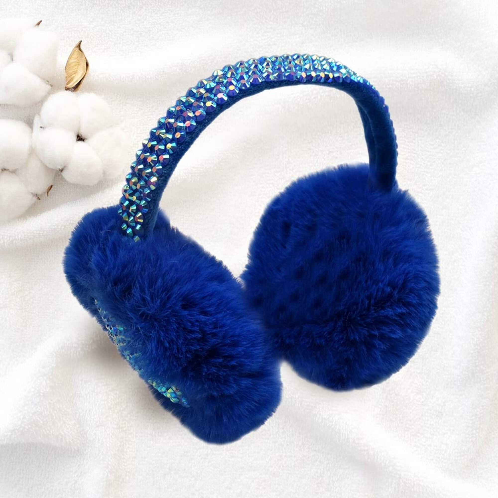 STUDDED FLUFFY Plush Faux Fur Earmuffs for Women, Winter Earmuffs ...