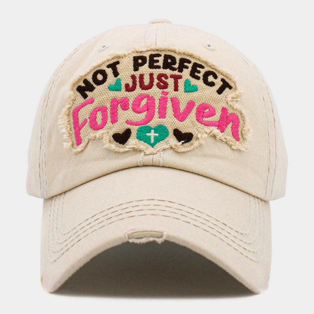 Embroidered NOT PERFECT Just FORGIVEN Religious Faith Cap, Church Hat ...