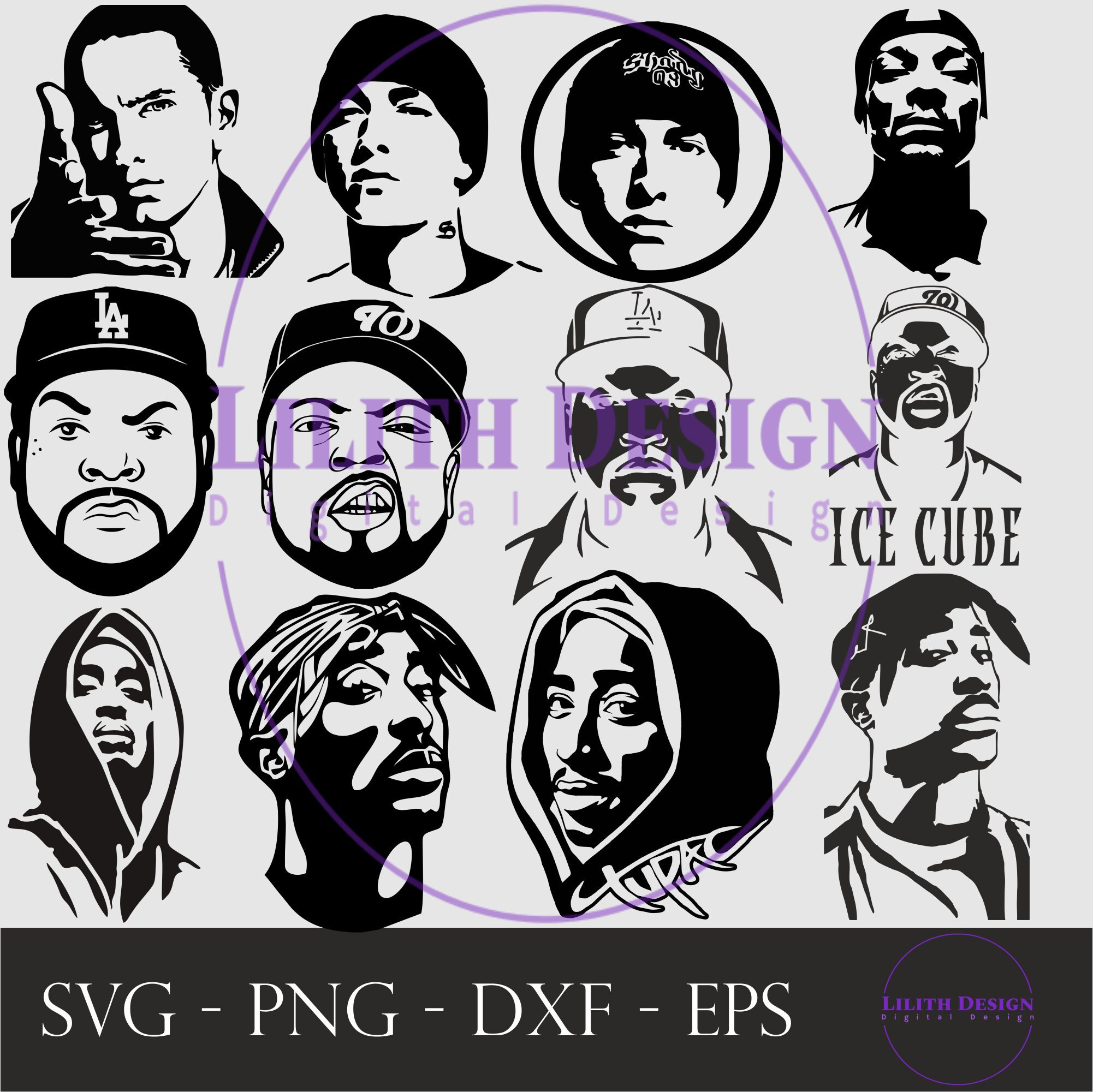 90s Rappers Svg Tupac Shakur Eminem Ice Cube Snoop Dog - Etsy Finland