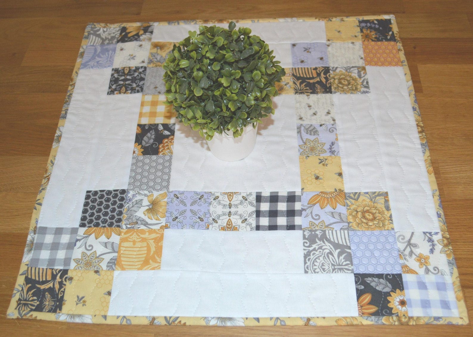 Honey and Lavender Quilted Table Topper, 16" X 16" - Etsy