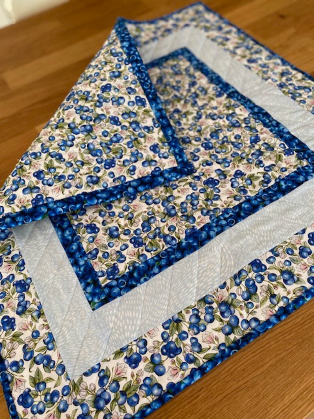 Blueberry Table Topper Quilted Table Topper Blue Table - Etsy
