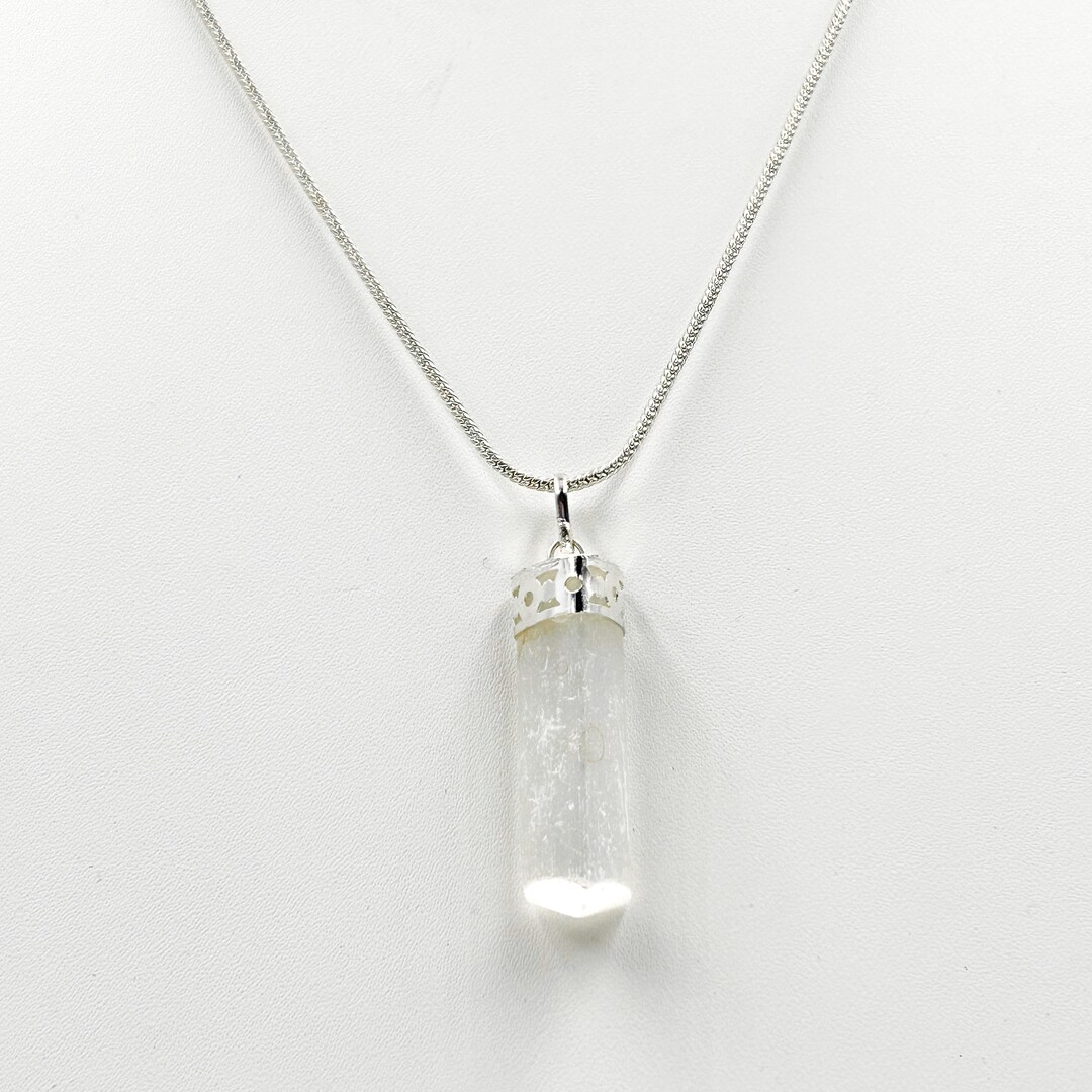 Selenite Pendant, Crystal Pendant. Selenite Jewelry. Selenite Crystal ...