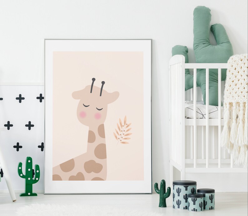 Set of 3 - Boho Nursery Wall Art Print - Elephant, Bear, Giraffe ...
