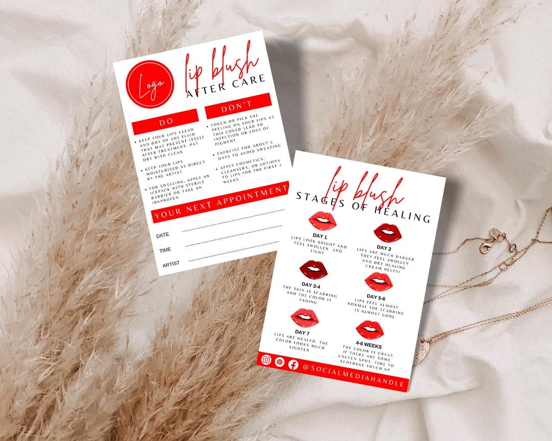 Lip Blush Aftercare Poster Template, Editable Lip Blush Care Poster ...