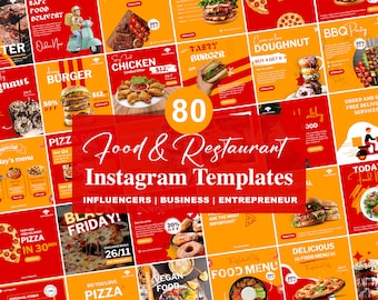 Food & Restaurant Instagram Templates for Restaurant All in One Canva ...