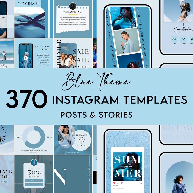 Blue Instagram Template - Etsy