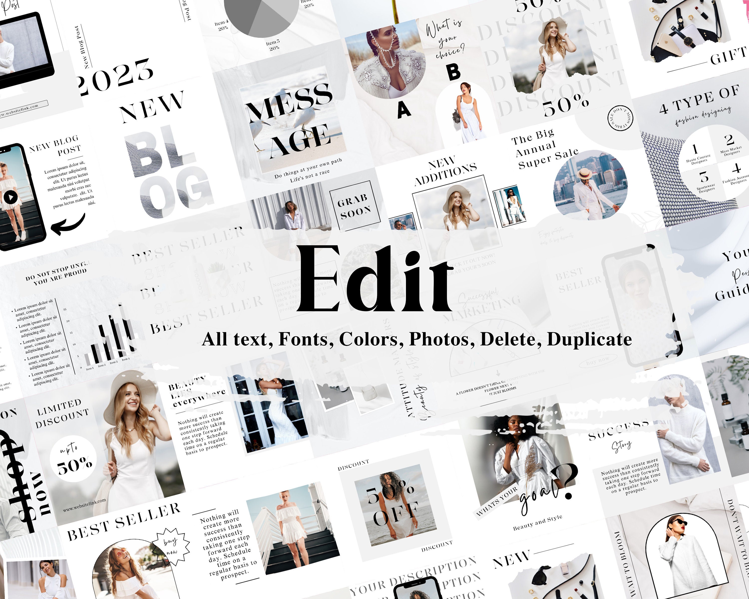 White Instagram Post Templates Canva Minimalist Instagram Branding ...