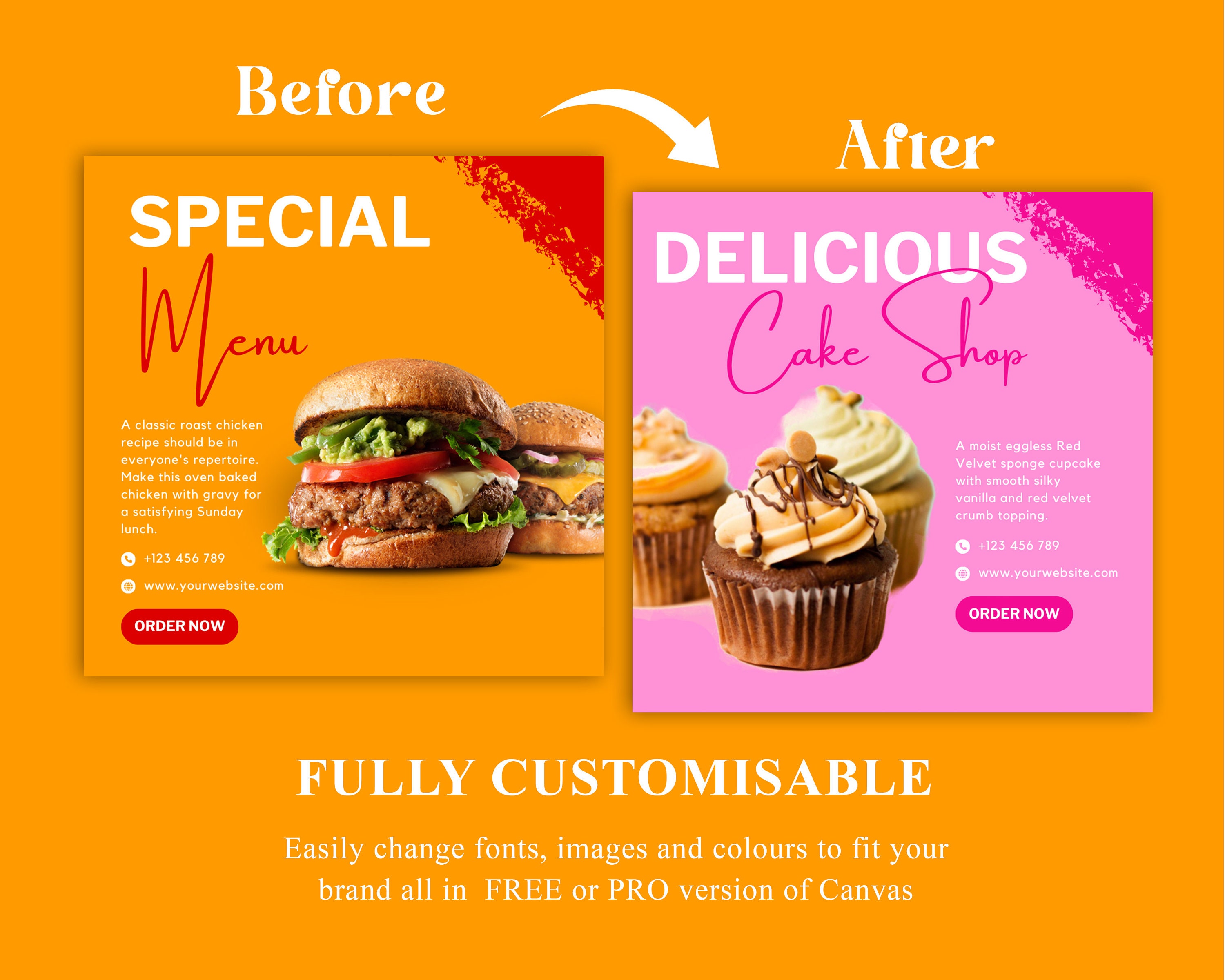 Restaurant Template Bundle, Food Canva Templates, Food Blogging ...