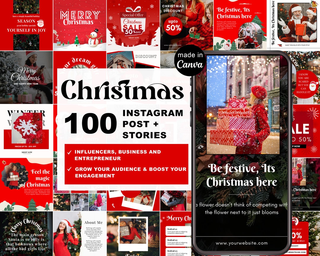 100 Christmas Instagram Post Templates, Holiday Instagram Canva ...