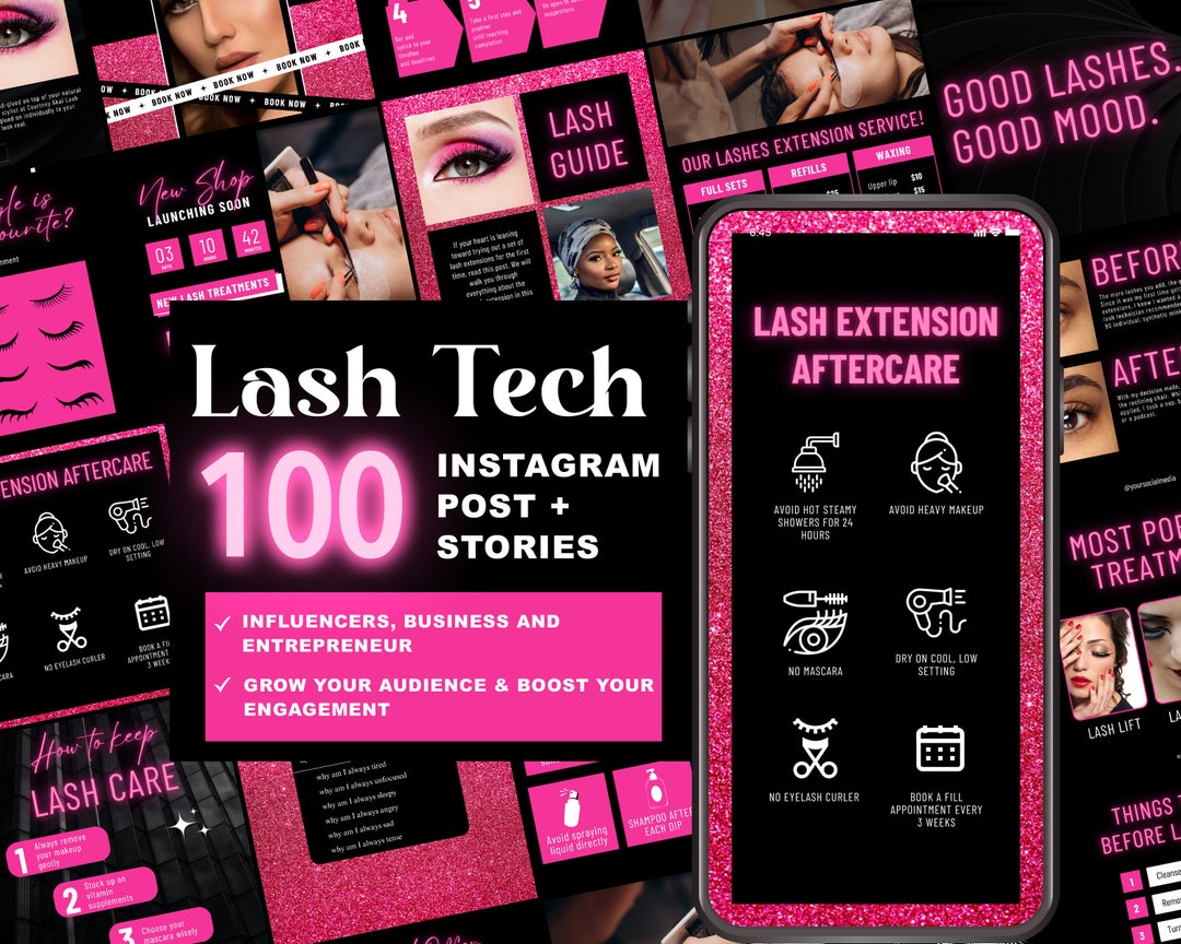 Lash Tech Instagram Post Templates | Lash Tech Covers | Story Posts ...
