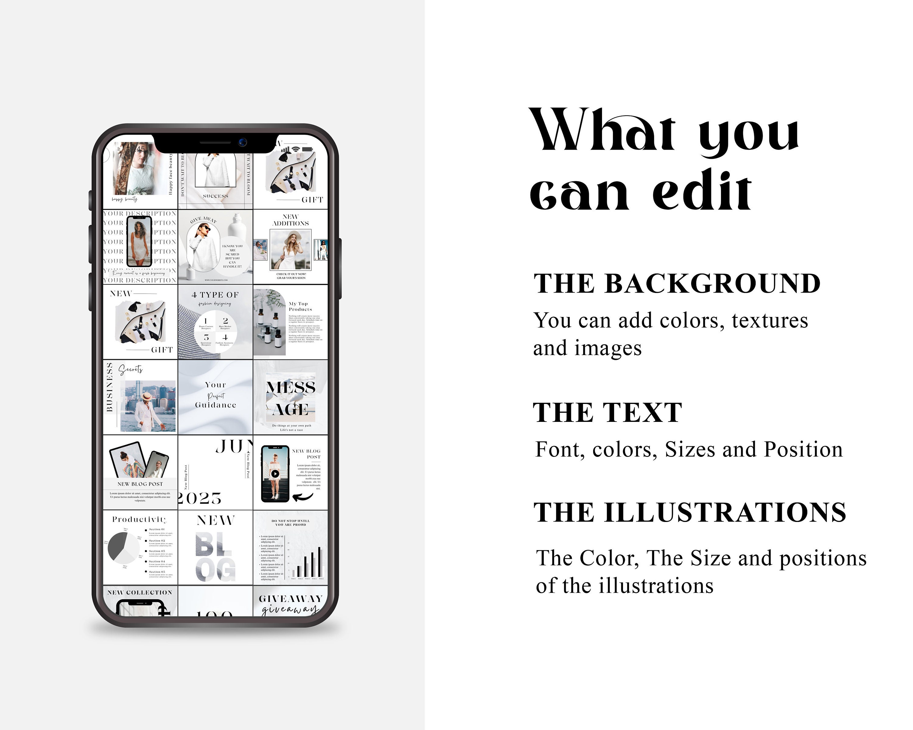 White Instagram Post Templates Canva Minimalist Instagram Branding ...
