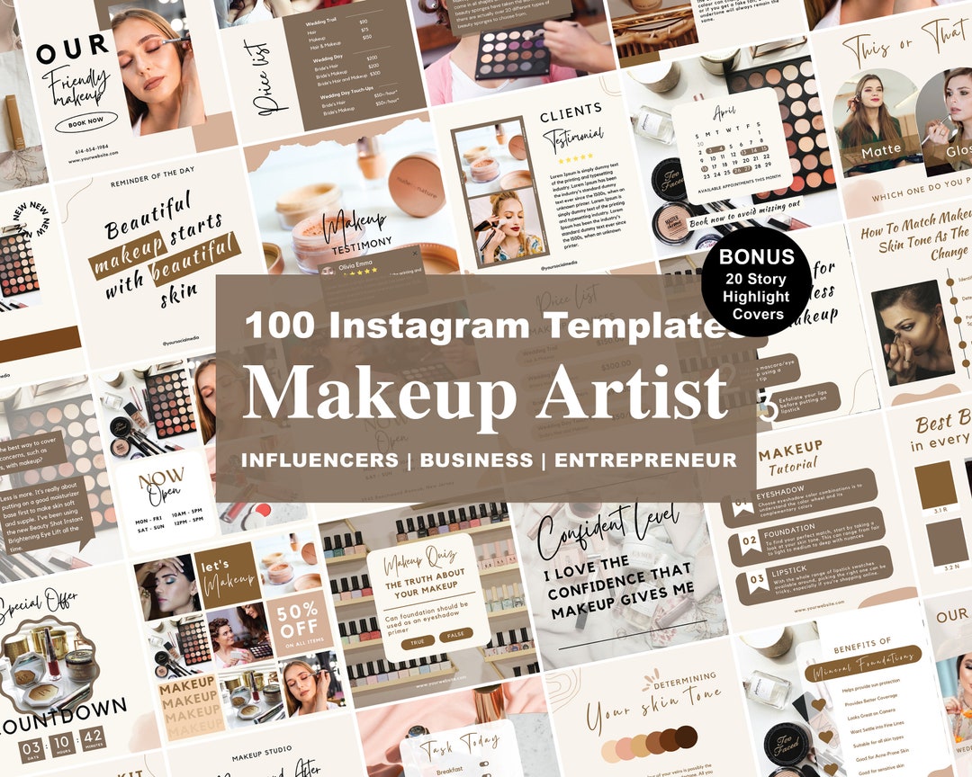 Makeup Artist Instagram Templates | Beauty & Skincare Canva Kit ...