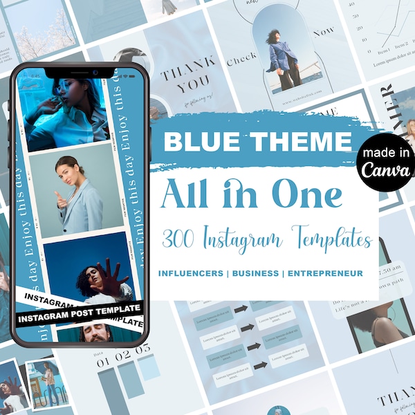 Blue Instagram Template - Etsy