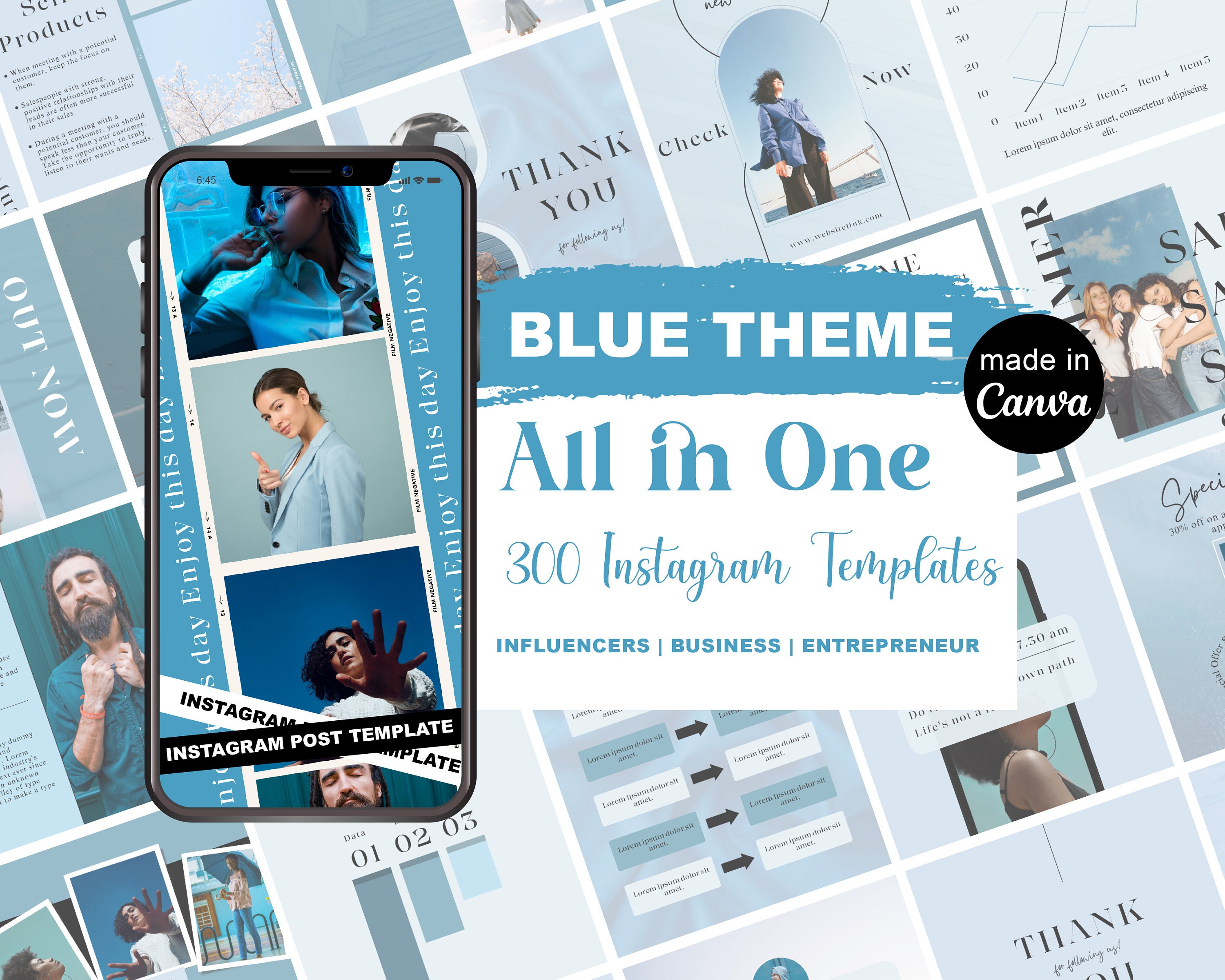 Blue Instagram Template Social Media Templates Blue - Etsy