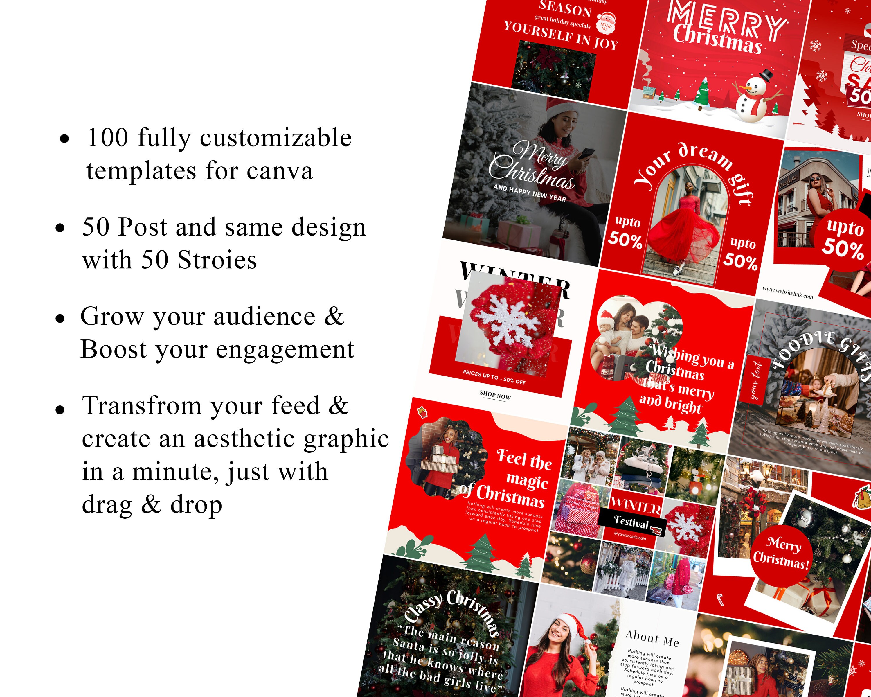 100 Christmas Instagram Post Templates, Holiday Instagram Canva ...