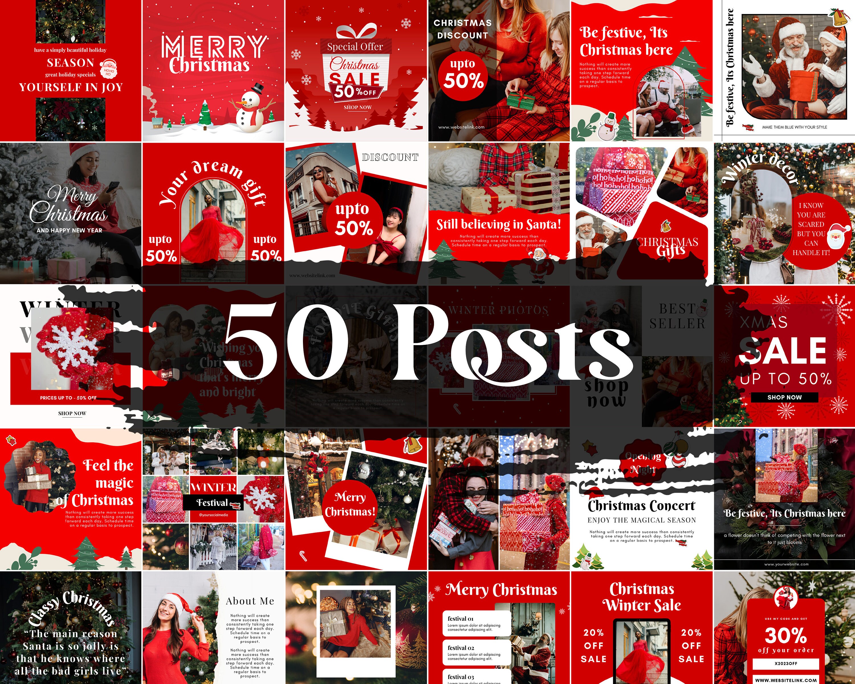 100 Christmas Instagram Post Templates, Holiday Instagram Canva ...