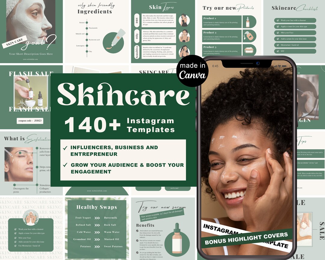140 Skincare Instagram Templates Skincare Social Media Esthetician ...