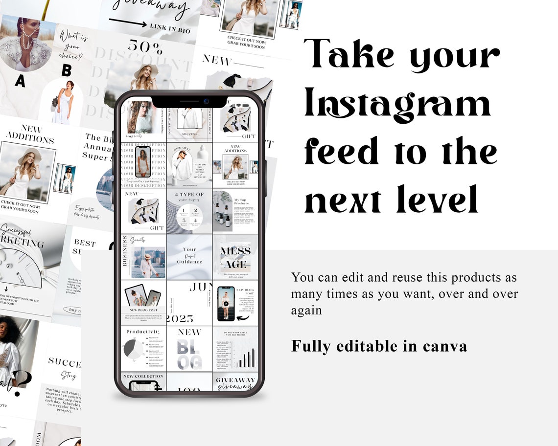 White Instagram Post Templates Canva Minimalist Instagram Branding ...