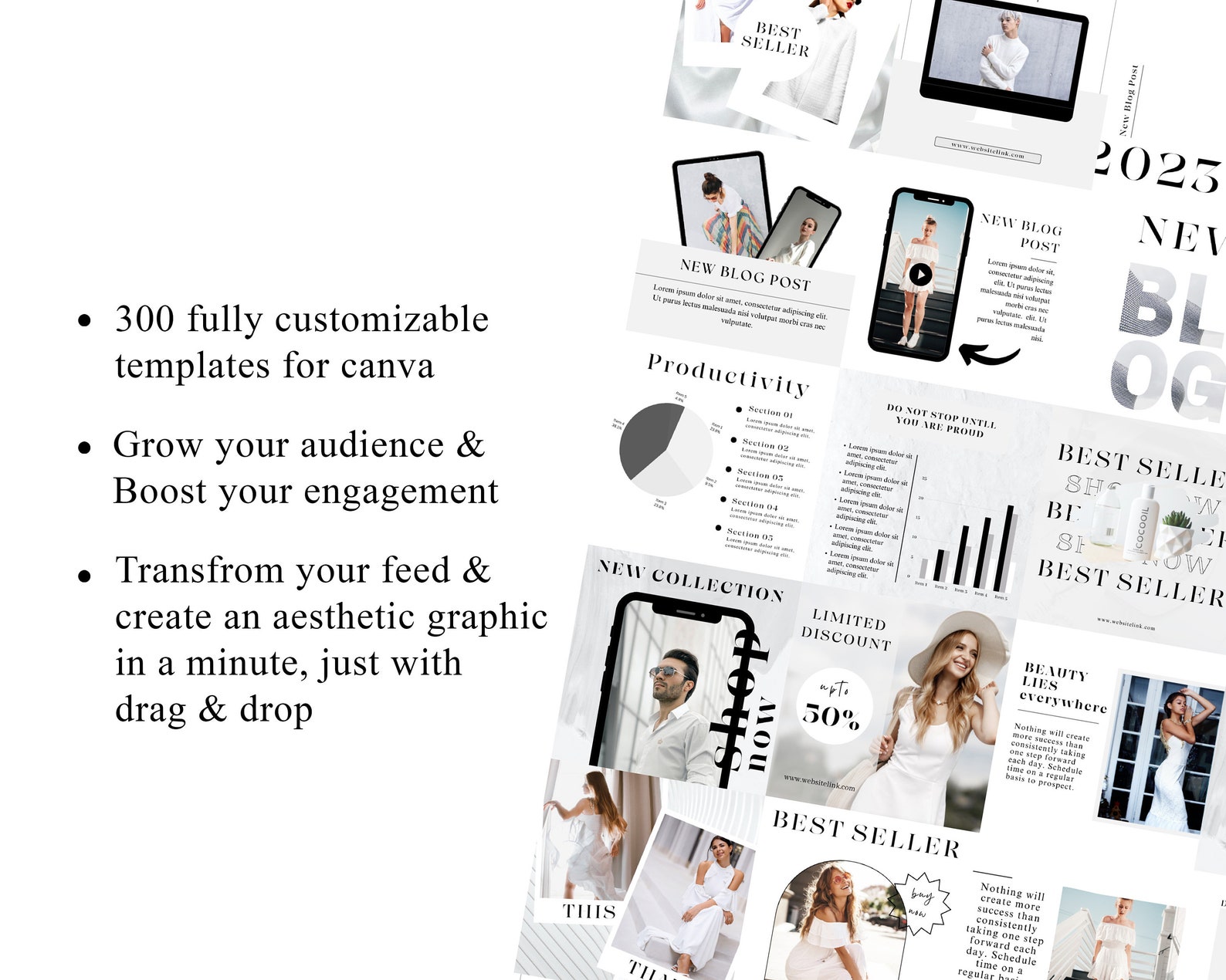 White Instagram Post Templates Canva Minimalist Instagram Branding ...