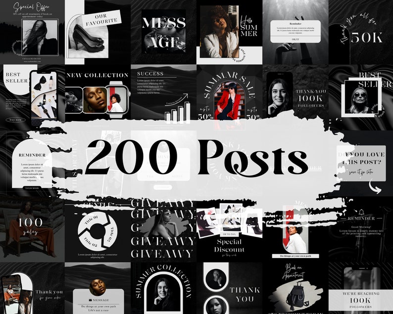 Dark Minimal Instagram Templates Aesthetic Canva Templates - Etsy