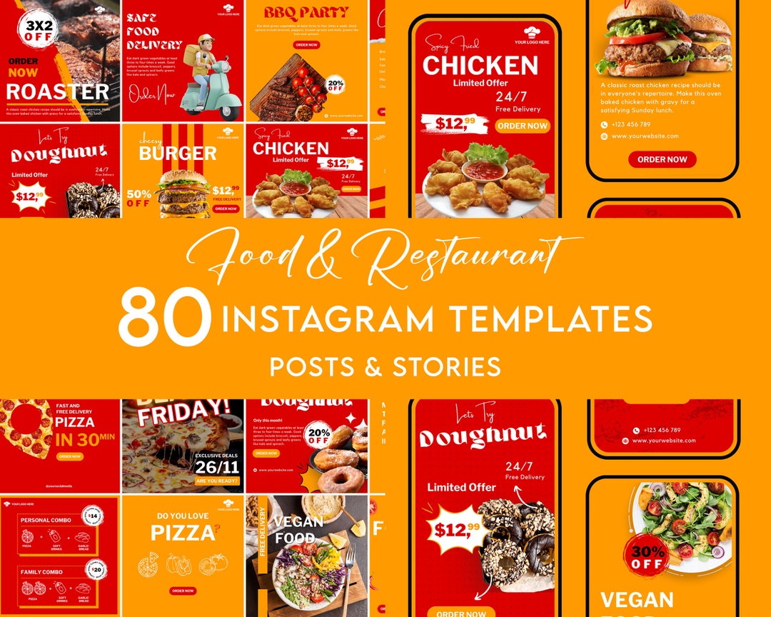 Restaurant Template Bundle, Food Canva Templates, Food Blogging ...