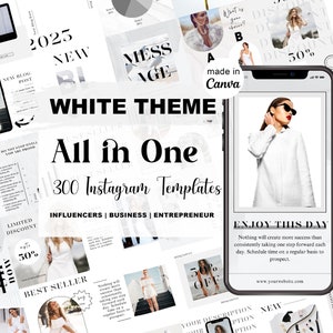 White Instagram Post Templates Canva | Minimalist Instagram Branding ...
