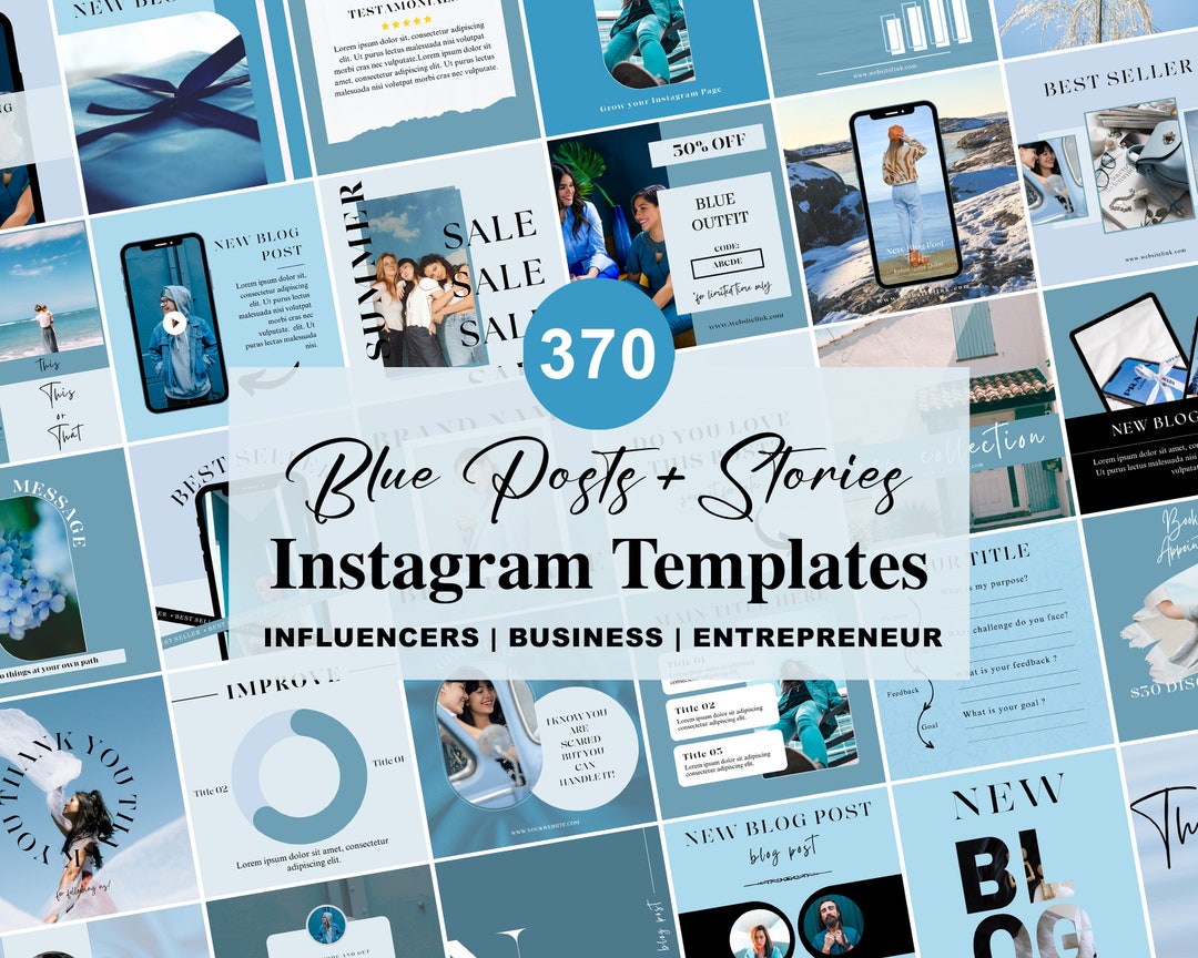 Blue Instagram BUNDLE Templates | Canva Template | Instagram Template ...