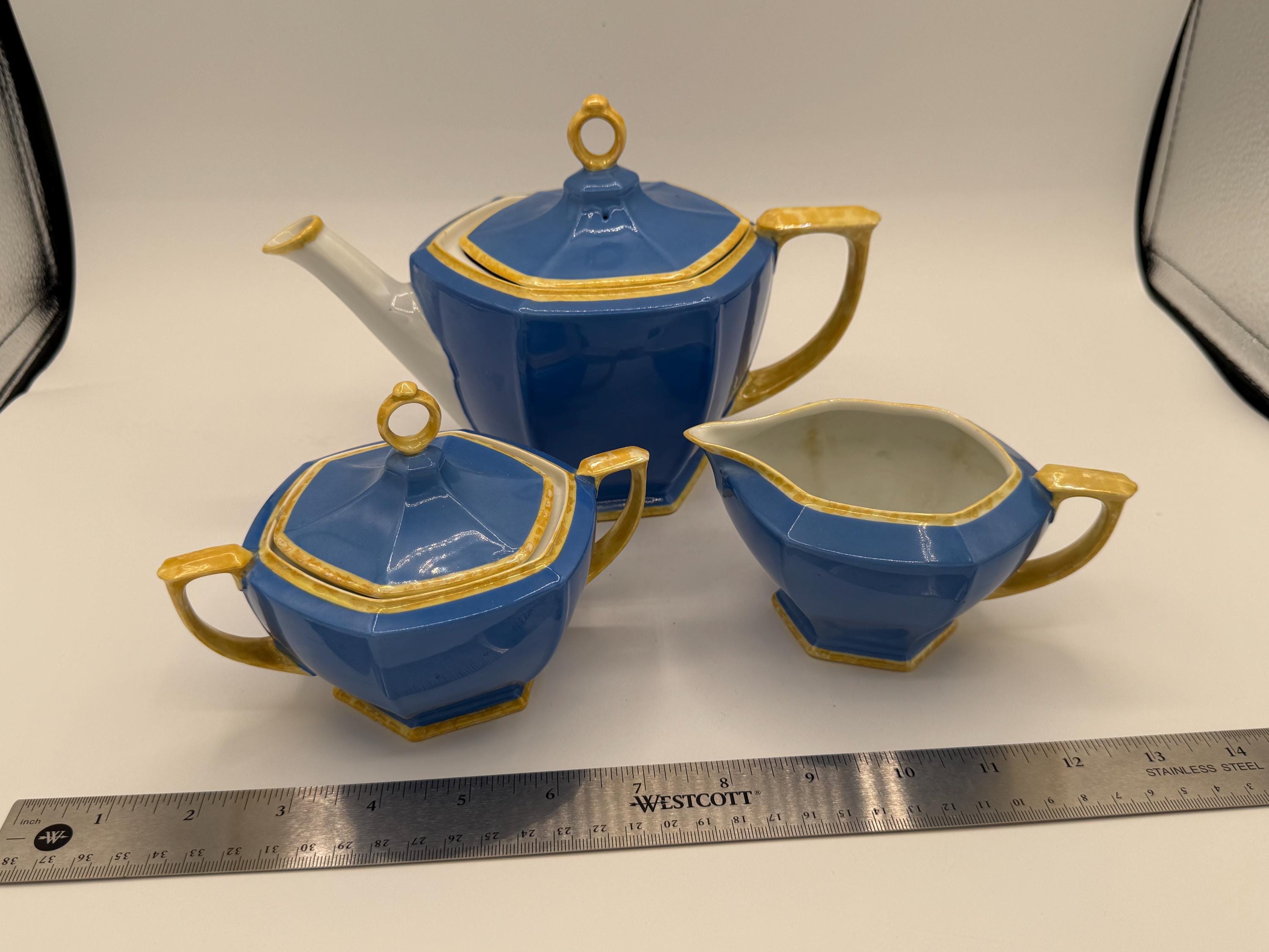 Vintage MZ Altrohlau CMR Czechoslovakia Tea Set – 1920s Art Deco Blue ...