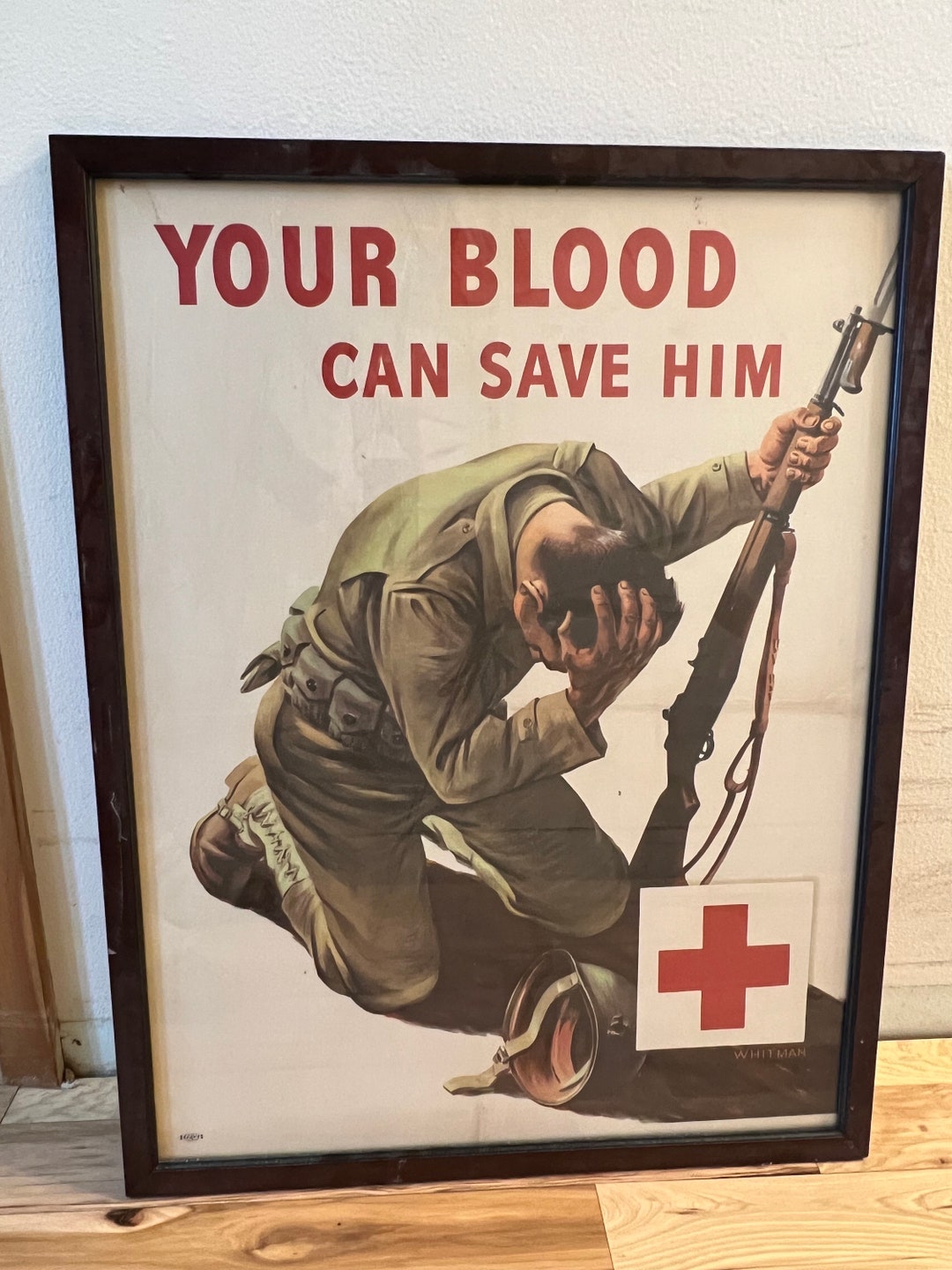 Authentic WWII Red Cross Poster "your Blood Can Save Him" 1940s - Etsy