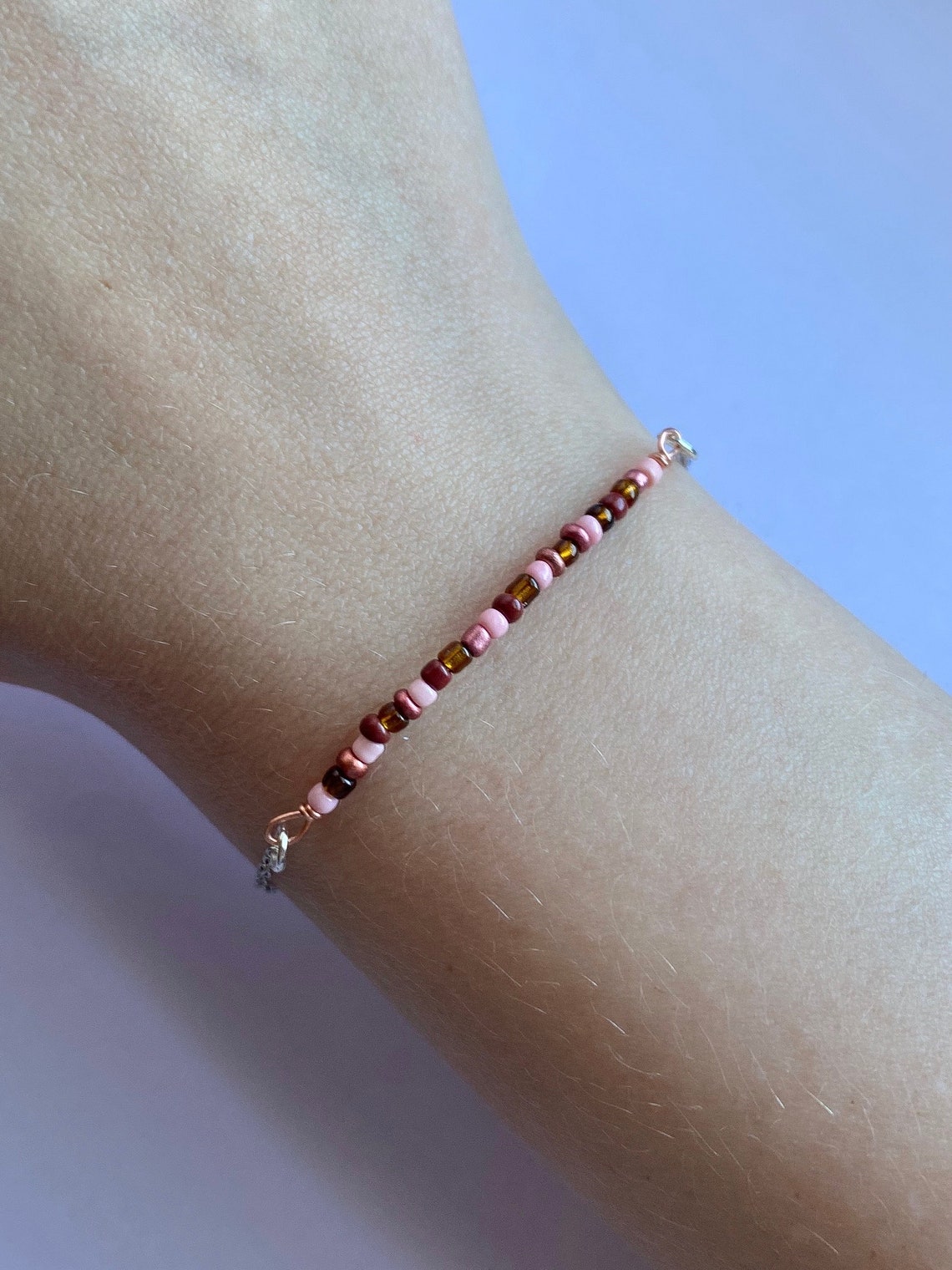 Wire Bar Crystal Bead Connector Chain Link Bracelet, in Assorted Colors ...