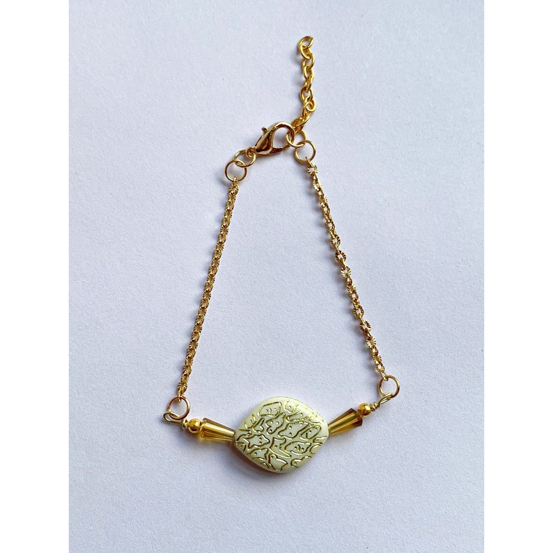 Wire Bar Crystal Bead Connector Chain Link Bracelet, in Assorted Colors ...