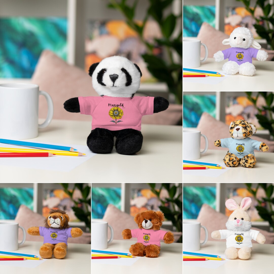 Marigold October Stuffed Animals With Birth Flower Tee- 6 Different ...