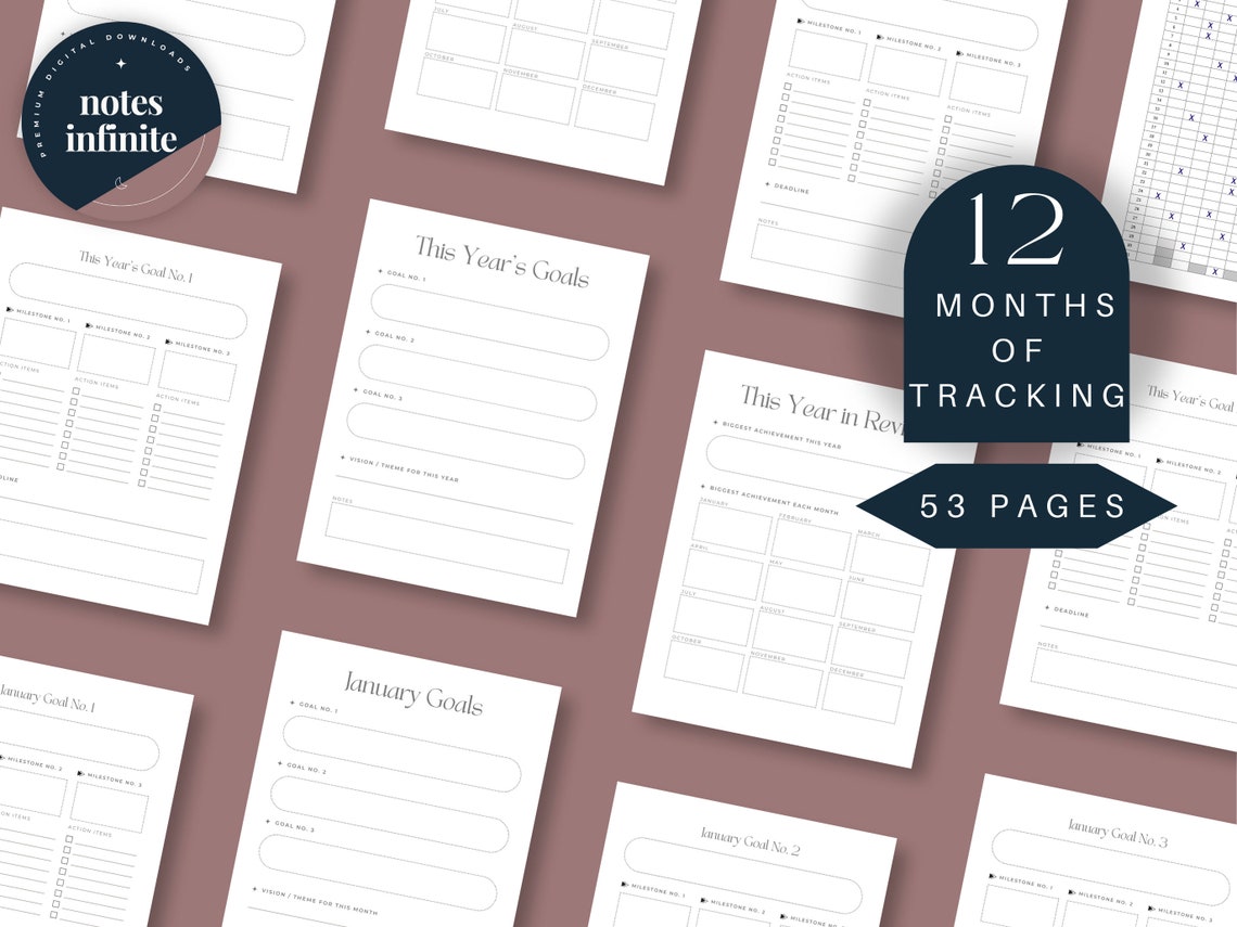 Full Year Goal Planning Worksheets: Printable and Goodnotes Compatible ...