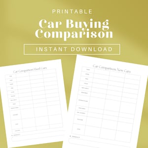 Printable Car Buying Comparison Worksheet Template: Compare Three New ...
